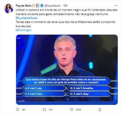 Luciano Huck se desculpa após questão sobre George Floyd no Domingão | Metrópoles