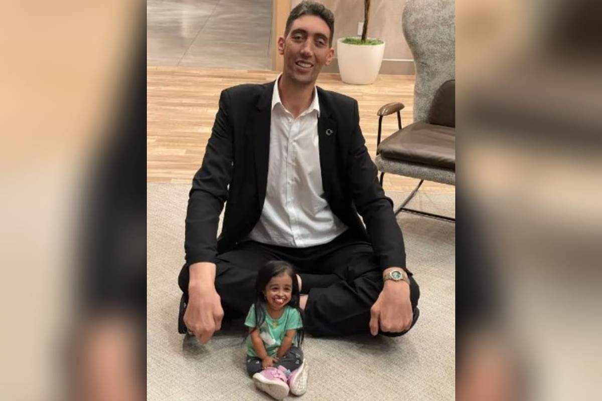 Homem mais alto e menor mulher do planeta se encontram. Confira fotos ...